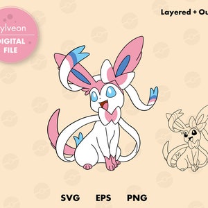 Sylveon Pokemon SVG cut file Layered digital template | Etsy