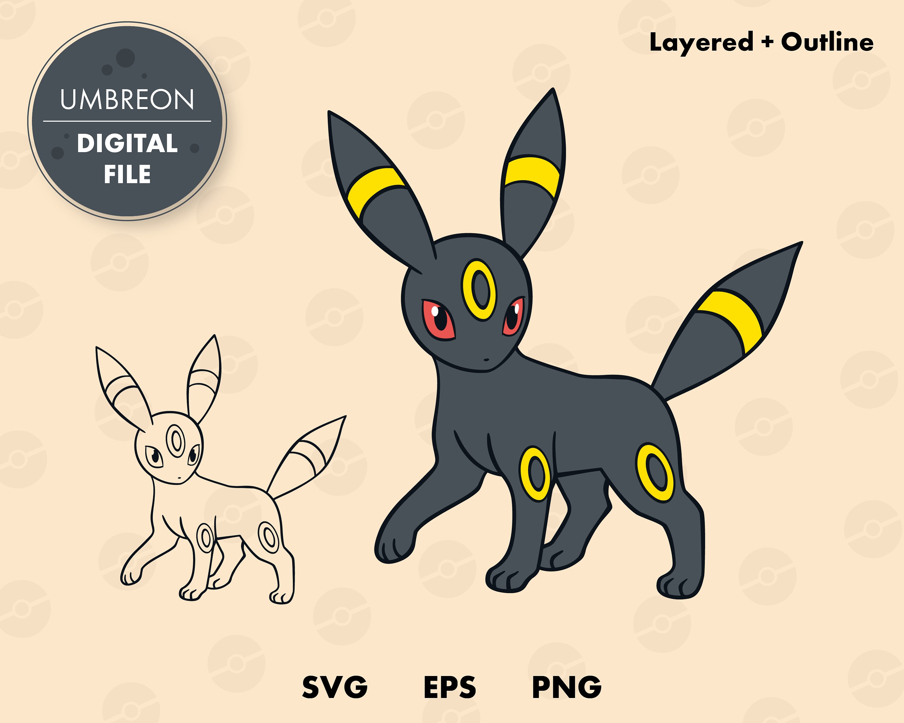 Archivo de corte Umbreon Pokemon SVG Plantilla digital en | Etsy