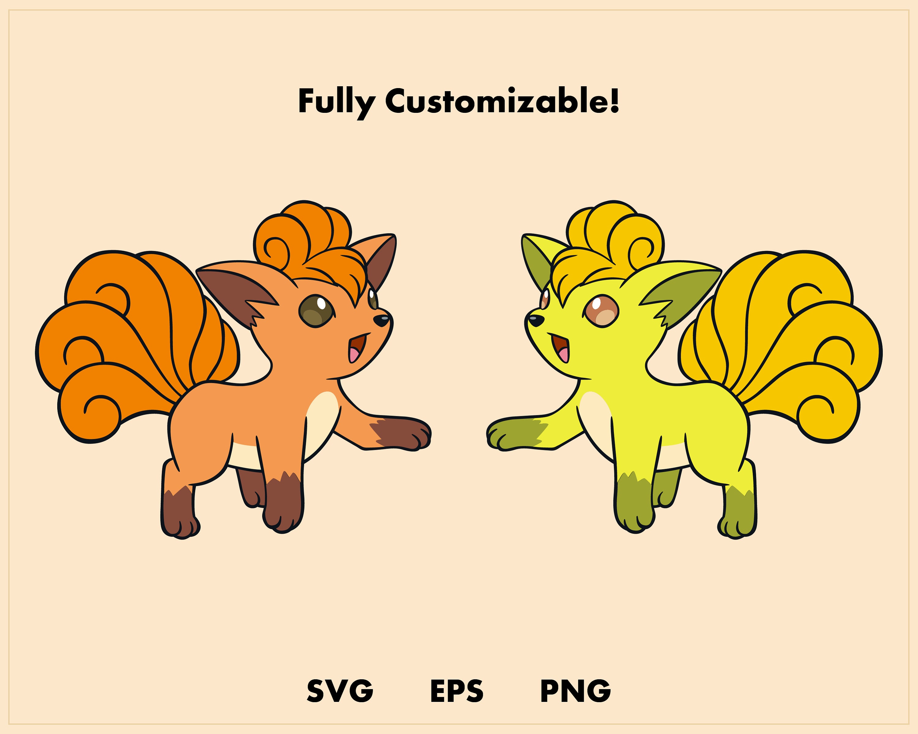 Vulpix Pokemon SVG cut file Layered digital template | Etsy
