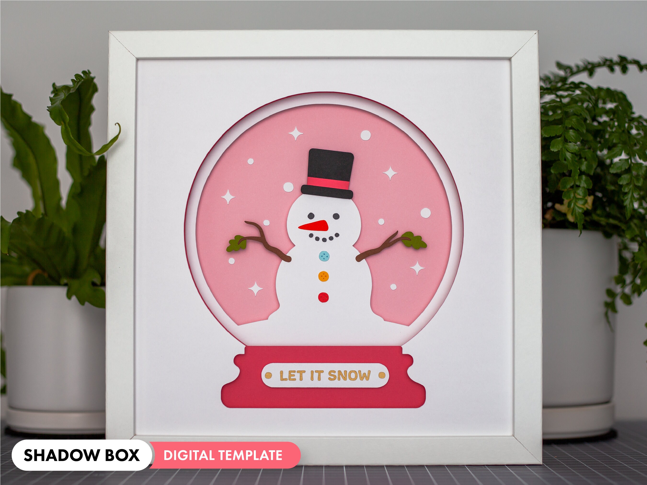 Snowman Shadow Box SVG Snow Globe Christmas Winter Cute - Etsy