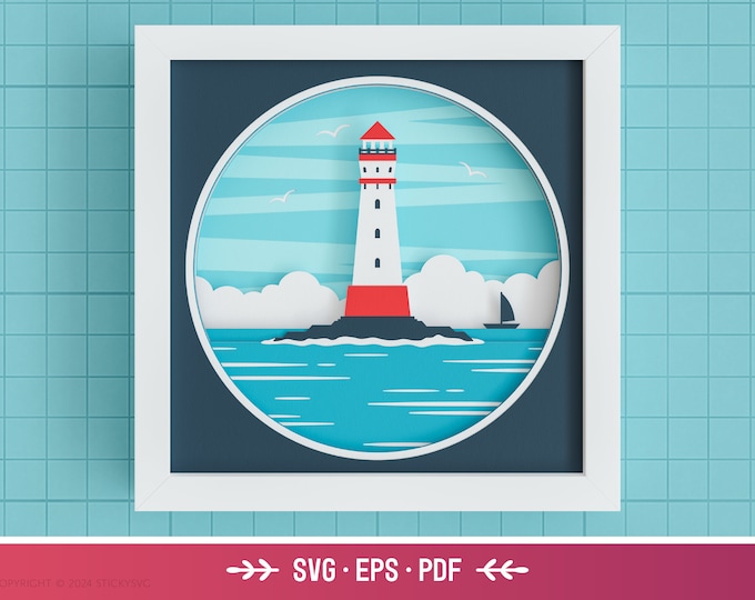Sea Shadow Box SVG, 3d Papercut SVG, Layered Paper Art Template, Scroll Saw Pattern, Boat and ...