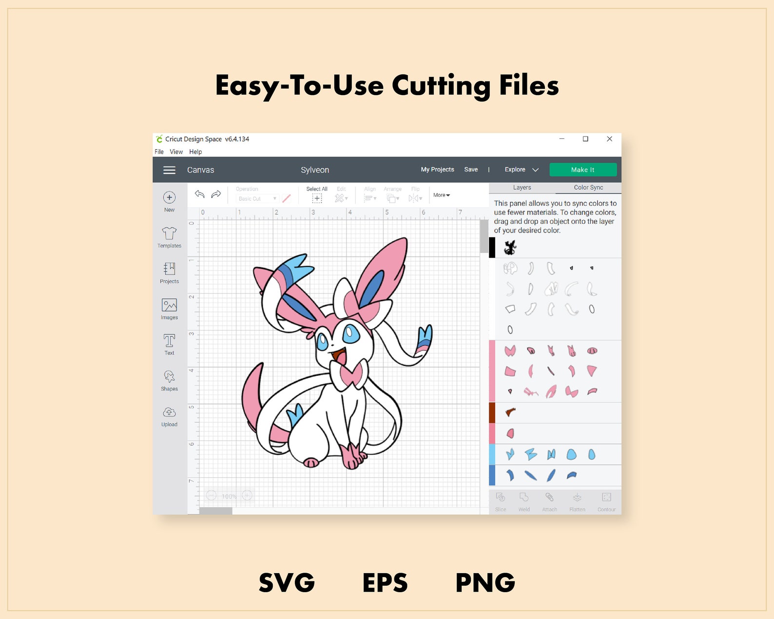 Sylveon Pokemon SVG cut file Layered digital template | Etsy