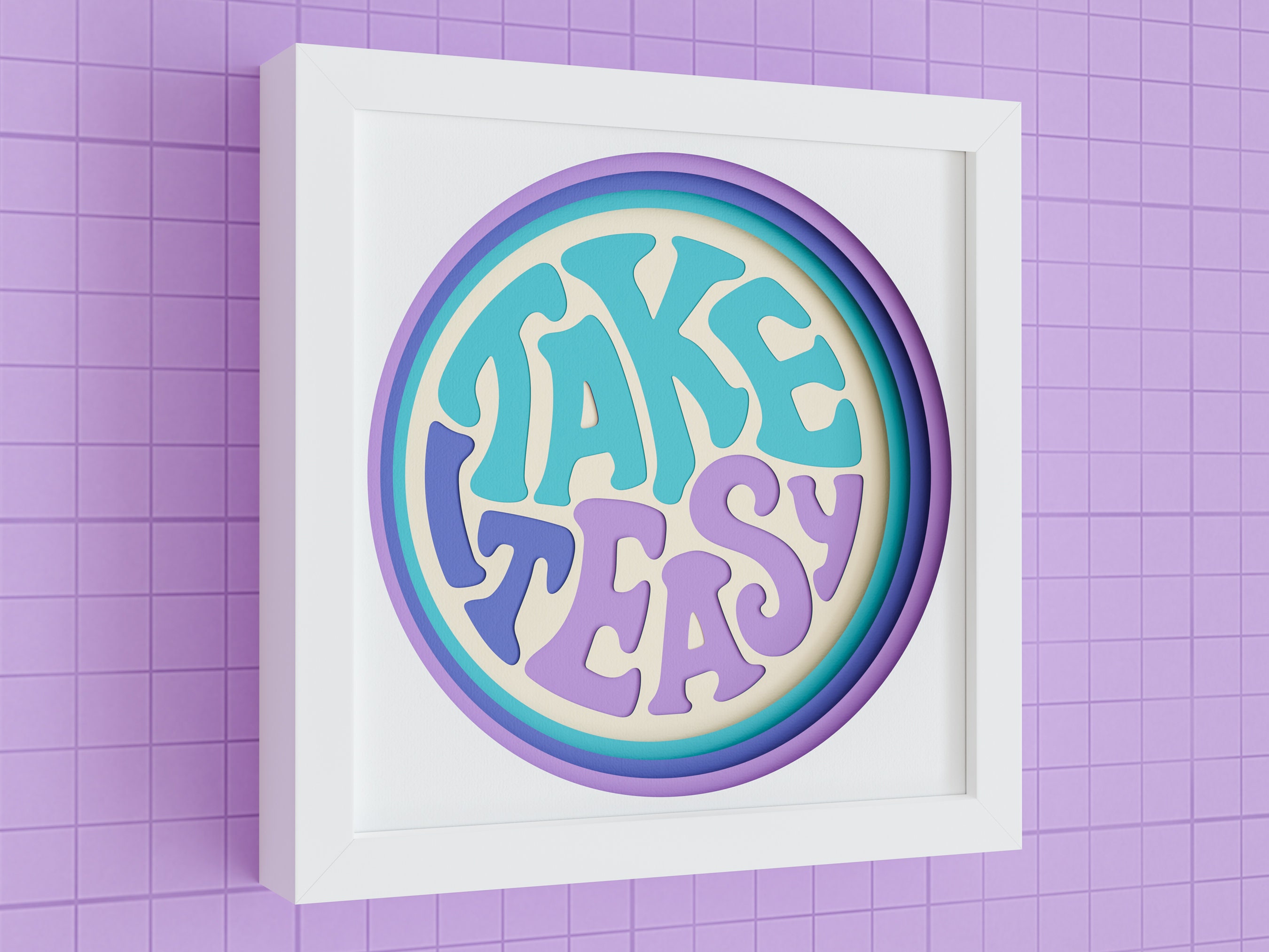 3D Take It Easy Shadow Box - Retro SVG, Uplifting Quote, Layered Paper ...