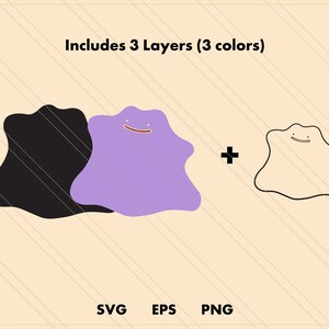 Ditto Pokemon SVG cut file Layered digital template | Etsy