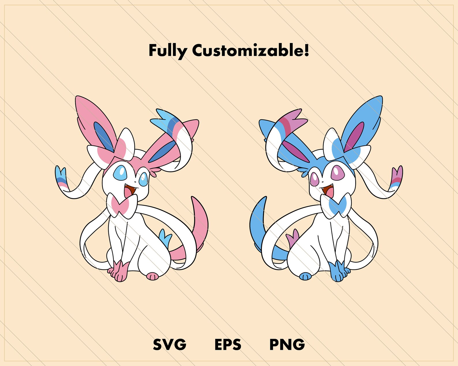 Sylveon Pokemon SVG cut file Layered digital template | Etsy