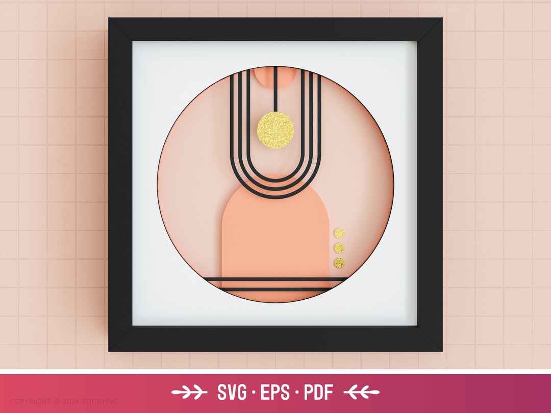 3D Boho Arch Shadow Box SVG - Modern Decor, Geometric, Retro, Bauhaus ...