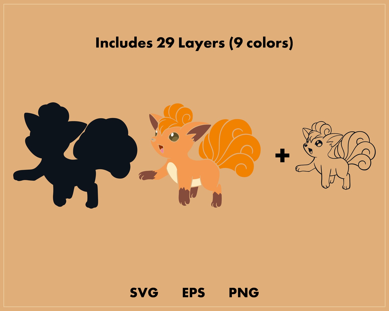 Vulpix Pokemon SVG cut file Layered digital template | Etsy