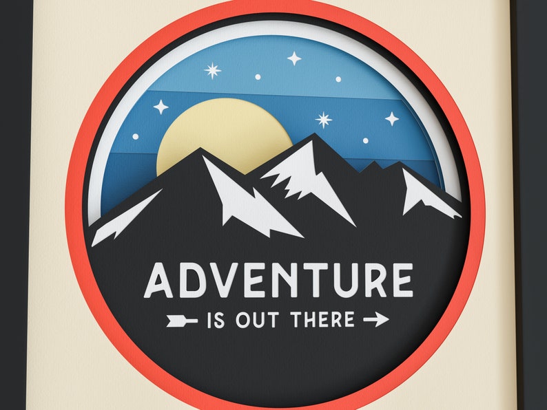 3D Adventure Shadow Box SVG - Explore SVG, Mountains, Hiking, Scouts ...