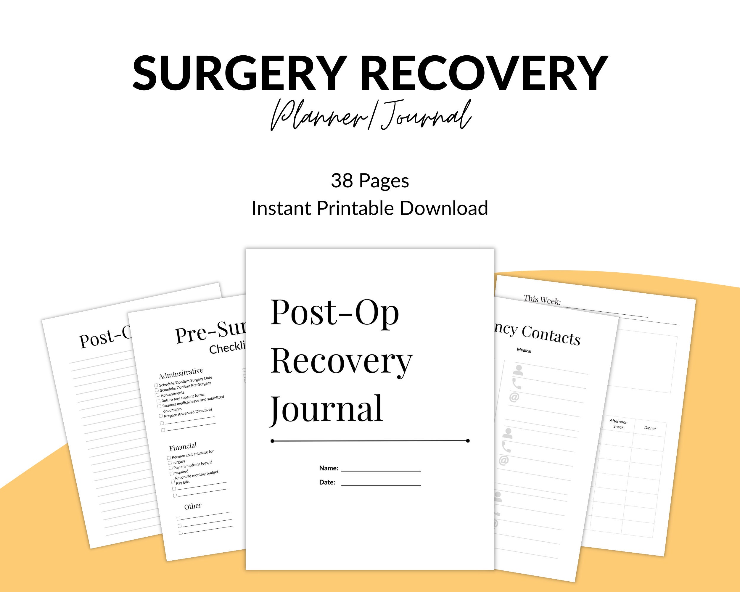 Minimalist Surgical Recover Planner/journal |planner Insert for Letter ...