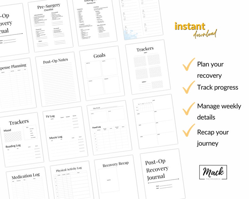 Minimalist Surgical Recover Planner/journal |planner Insert for Letter ...