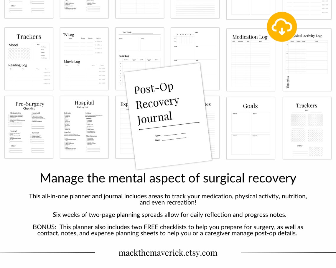 Minimalist Surgical Recover Planner/journal |planner Insert for Letter ...