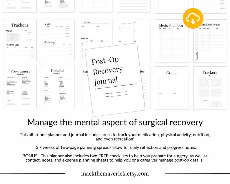 Minimalist Surgical Recover Planner/journal |planner Insert for Letter ...