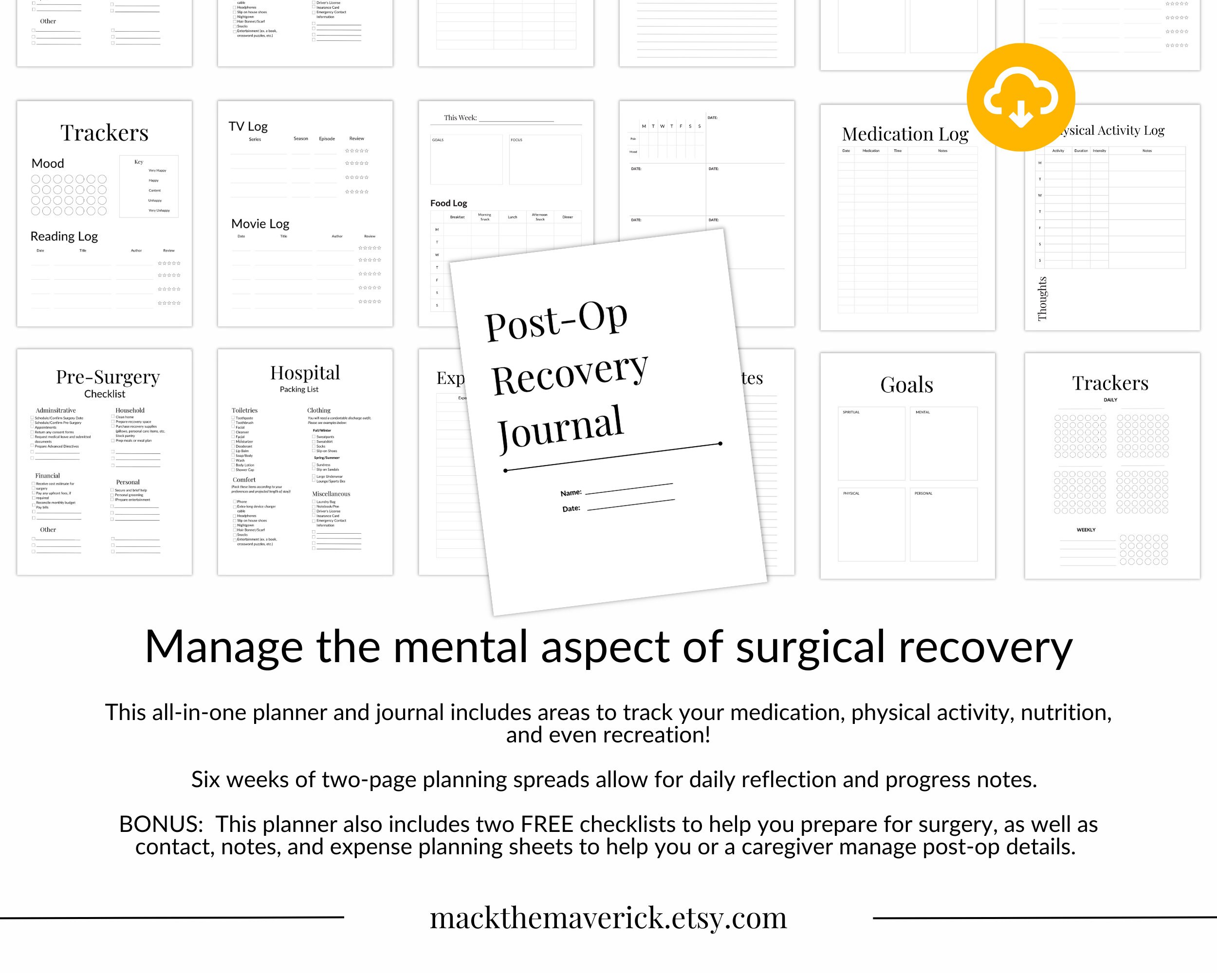 Minimalist Surgical Recover Planner/journal |planner Insert for Letter ...