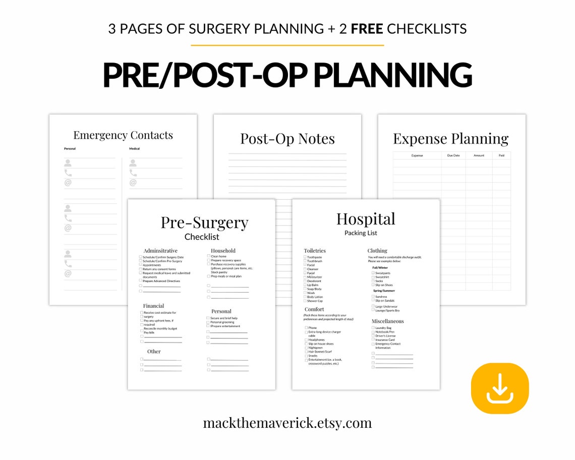 Minimalist Surgical Recover Planner/journal |planner Insert for Letter ...