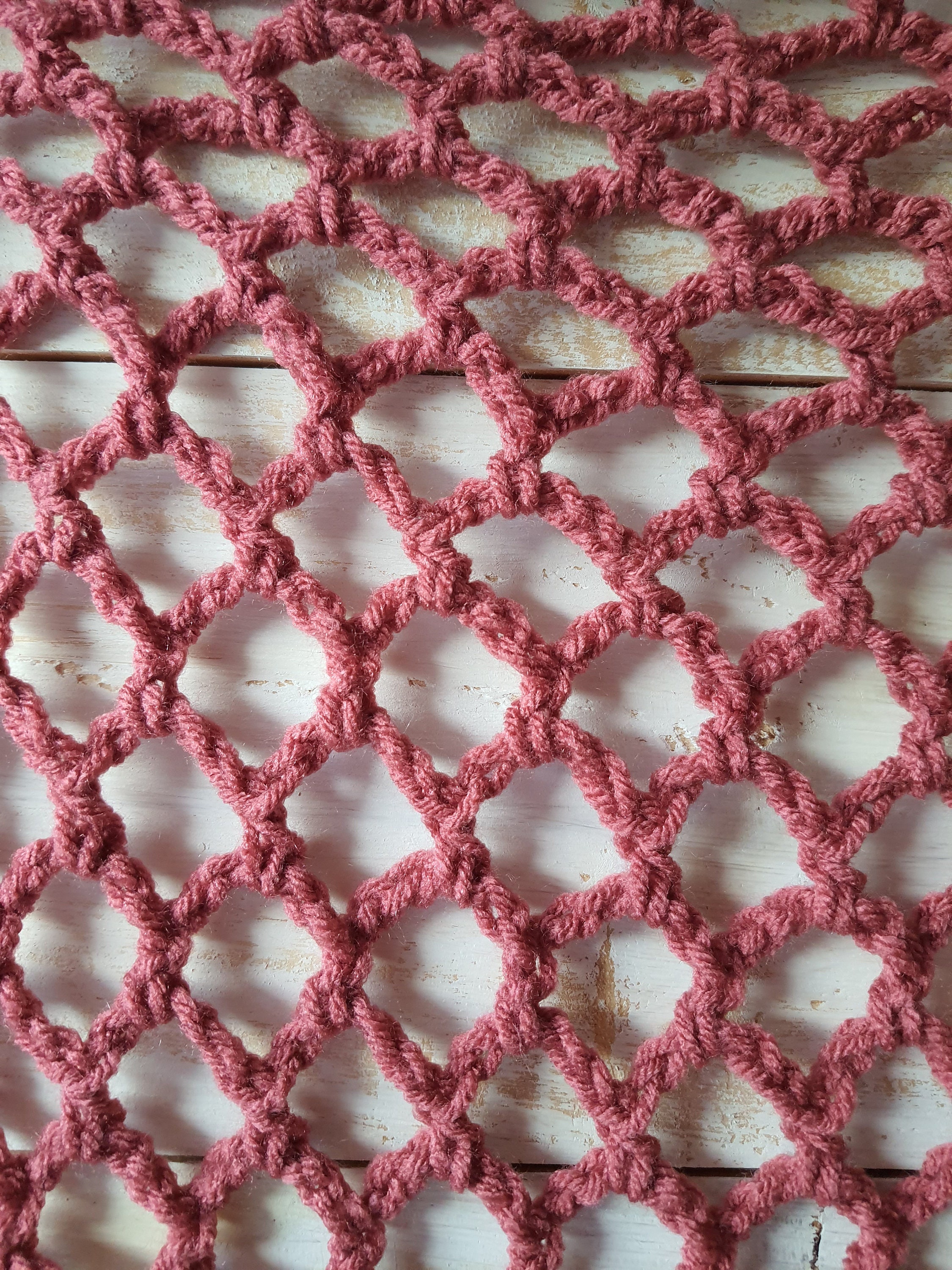 Fringe Boho Hand Crochet Shawl Triangular Fishnet Shawl Pink Wrap/shawl ...