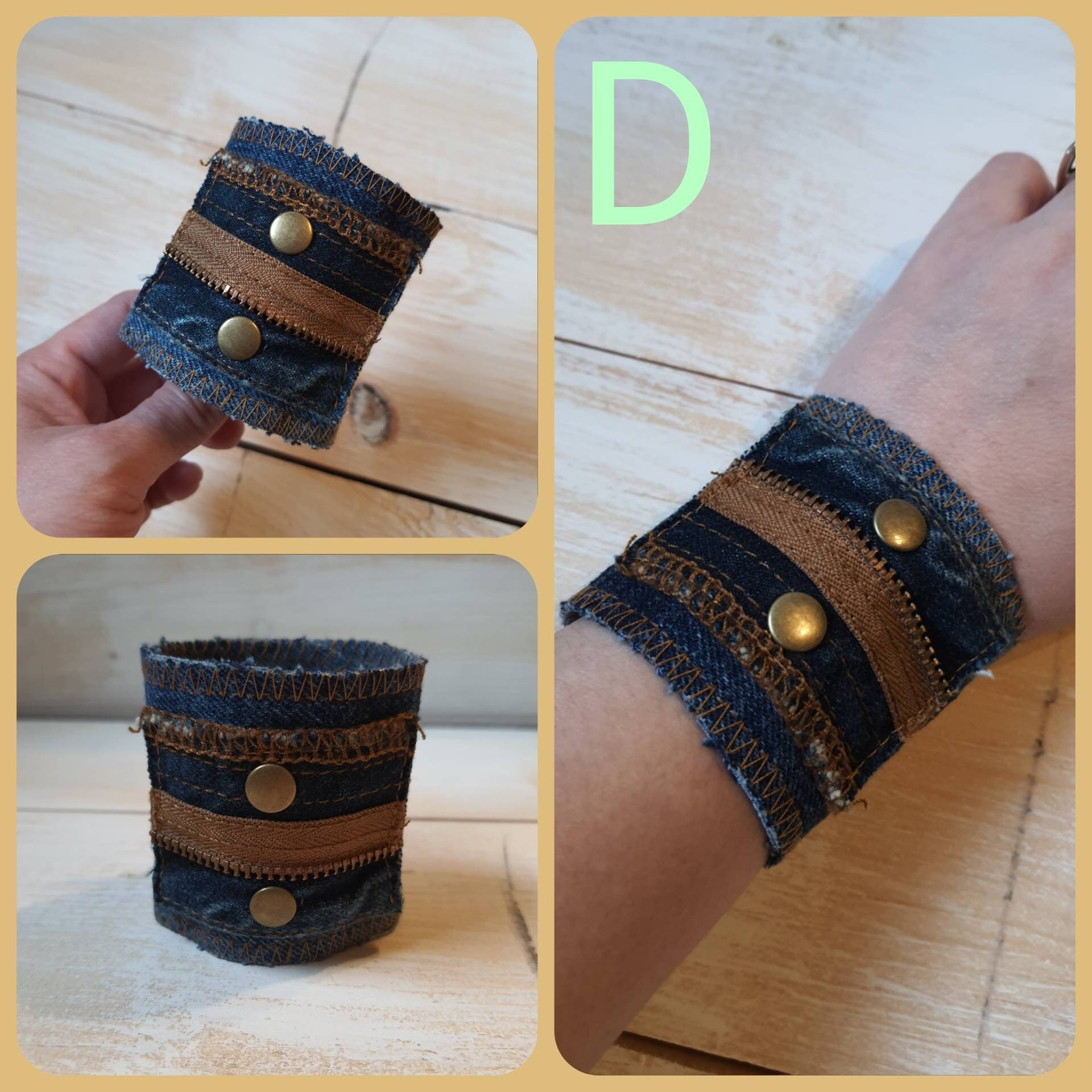 Upcycled Denim Cuff Bracelet Unique Cuff Bracelet - Etsy