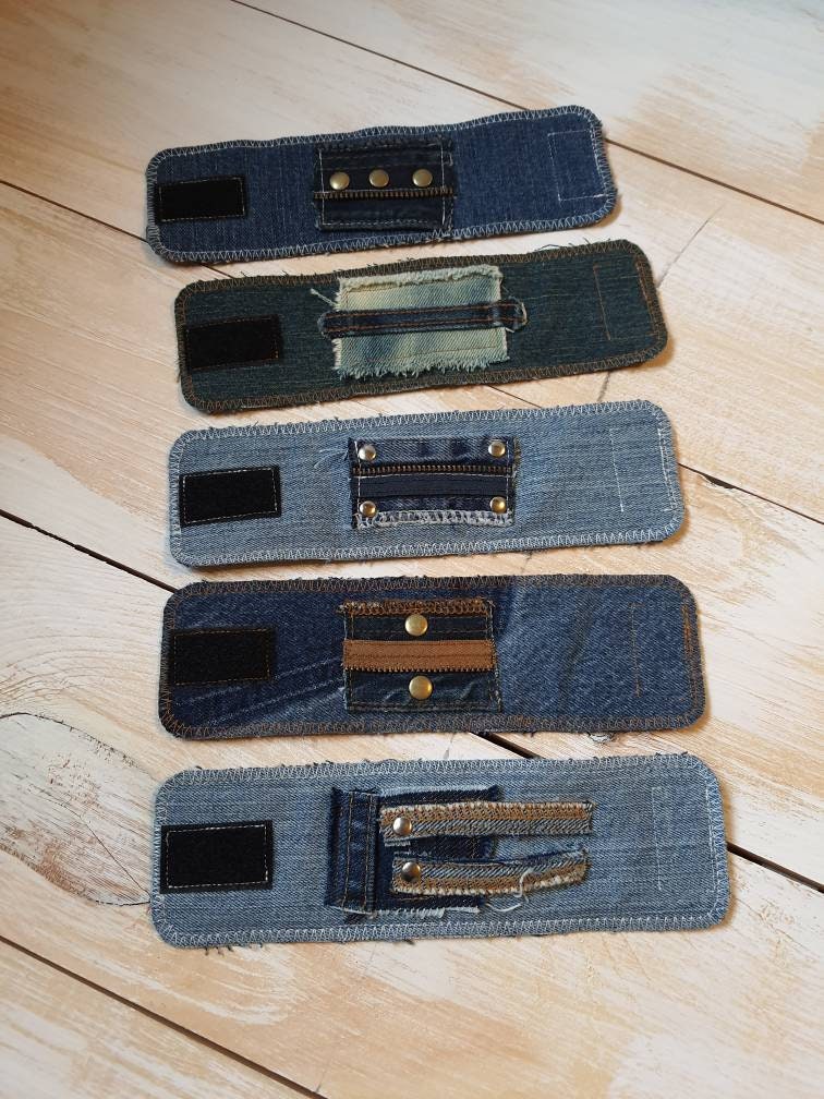 Upcycled Denim Cuff Bracelet Unique Cuff Bracelet - Etsy