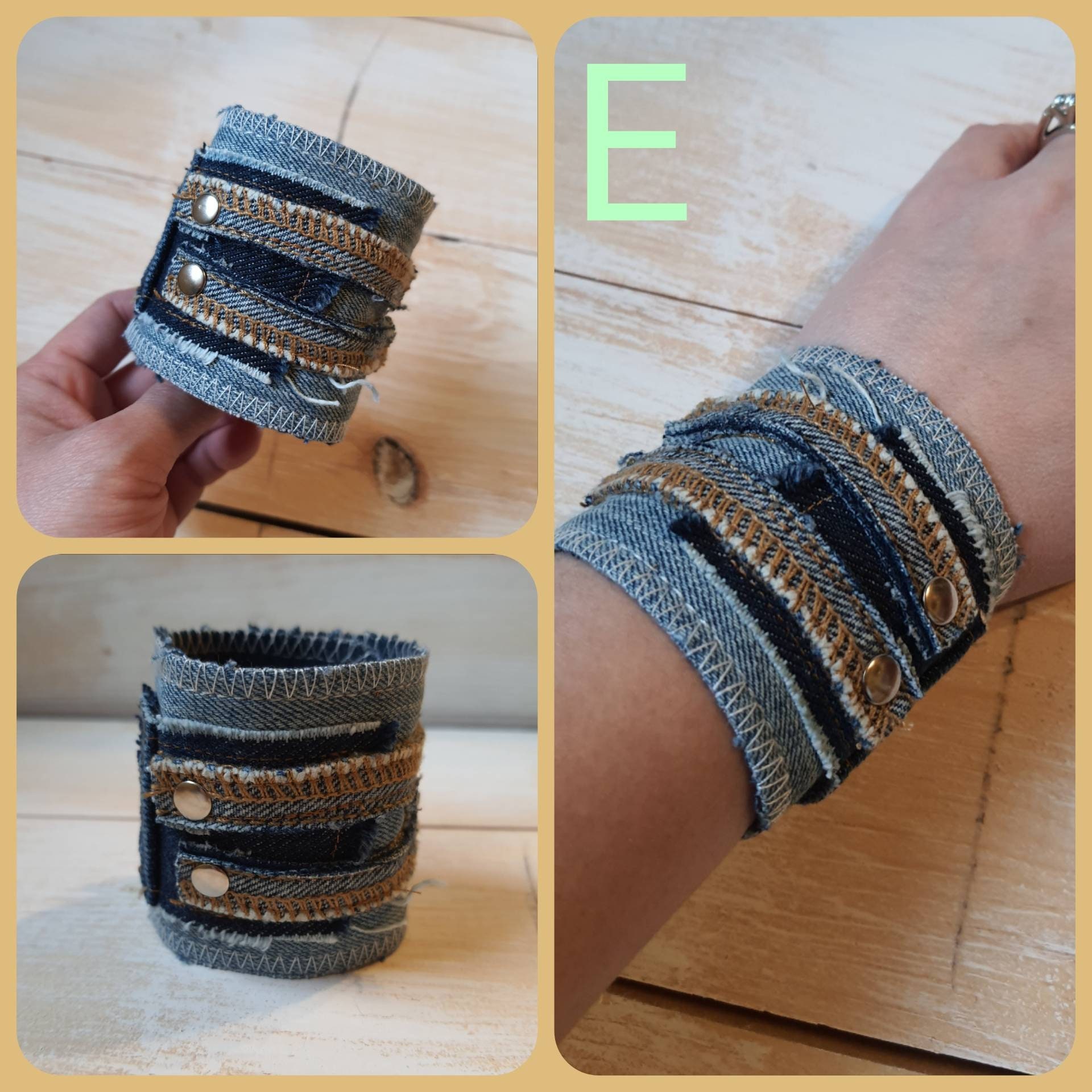 Upcycled Denim Cuff Bracelet Unique Cuff Bracelet - Etsy