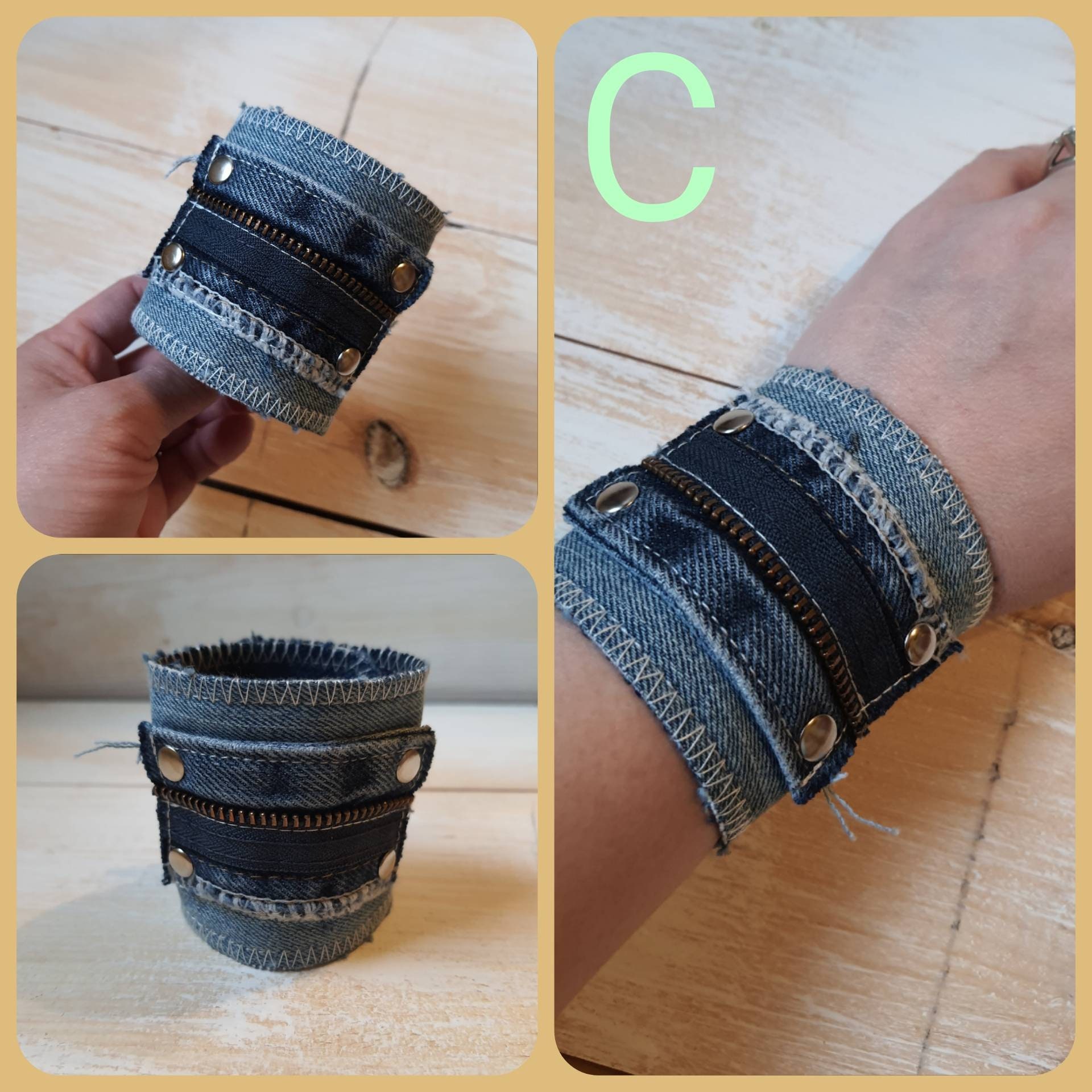 Upcycled Denim Cuff Bracelet Unique Cuff Bracelet - Etsy