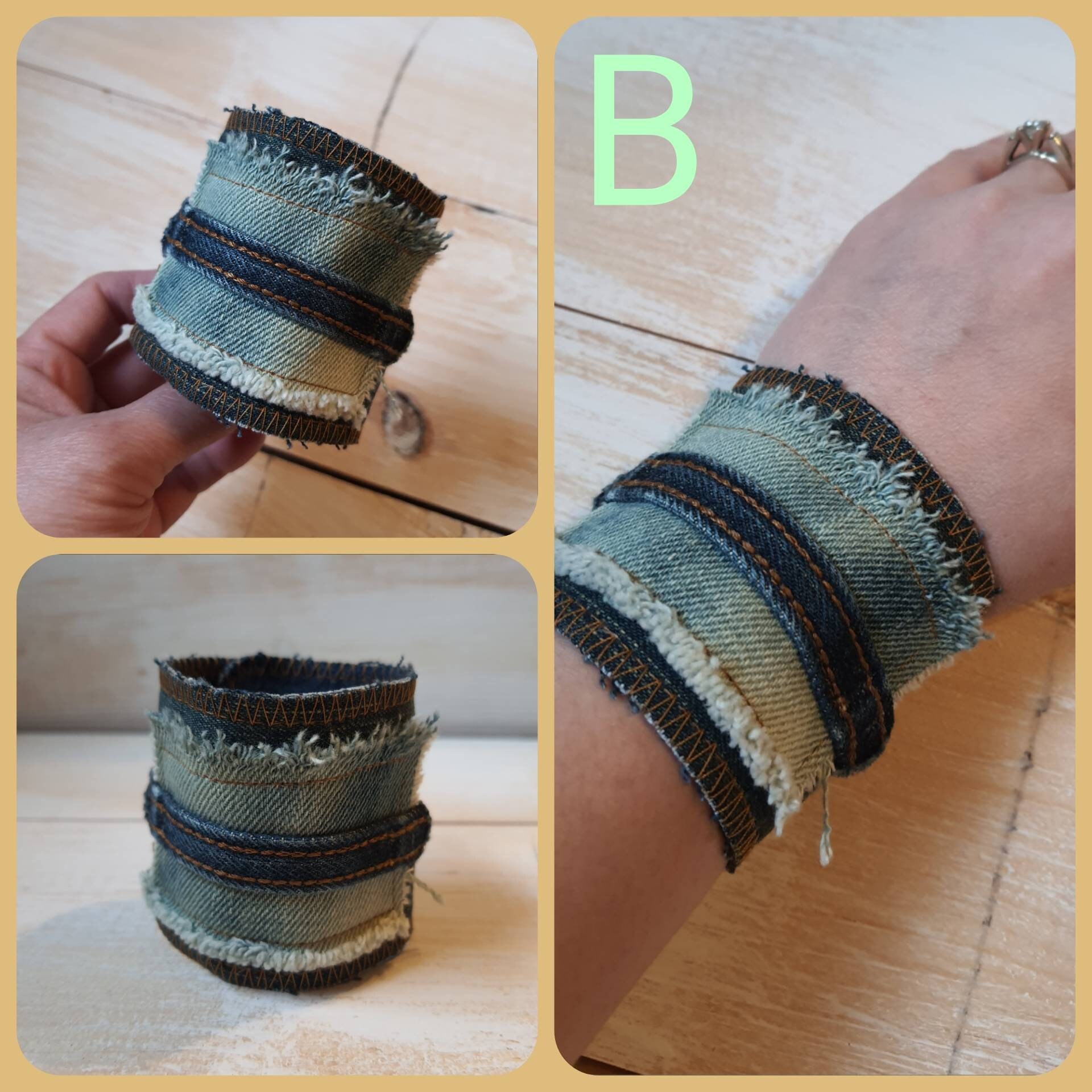 Upcycled Denim Cuff Bracelet Unique Cuff Bracelet - Etsy