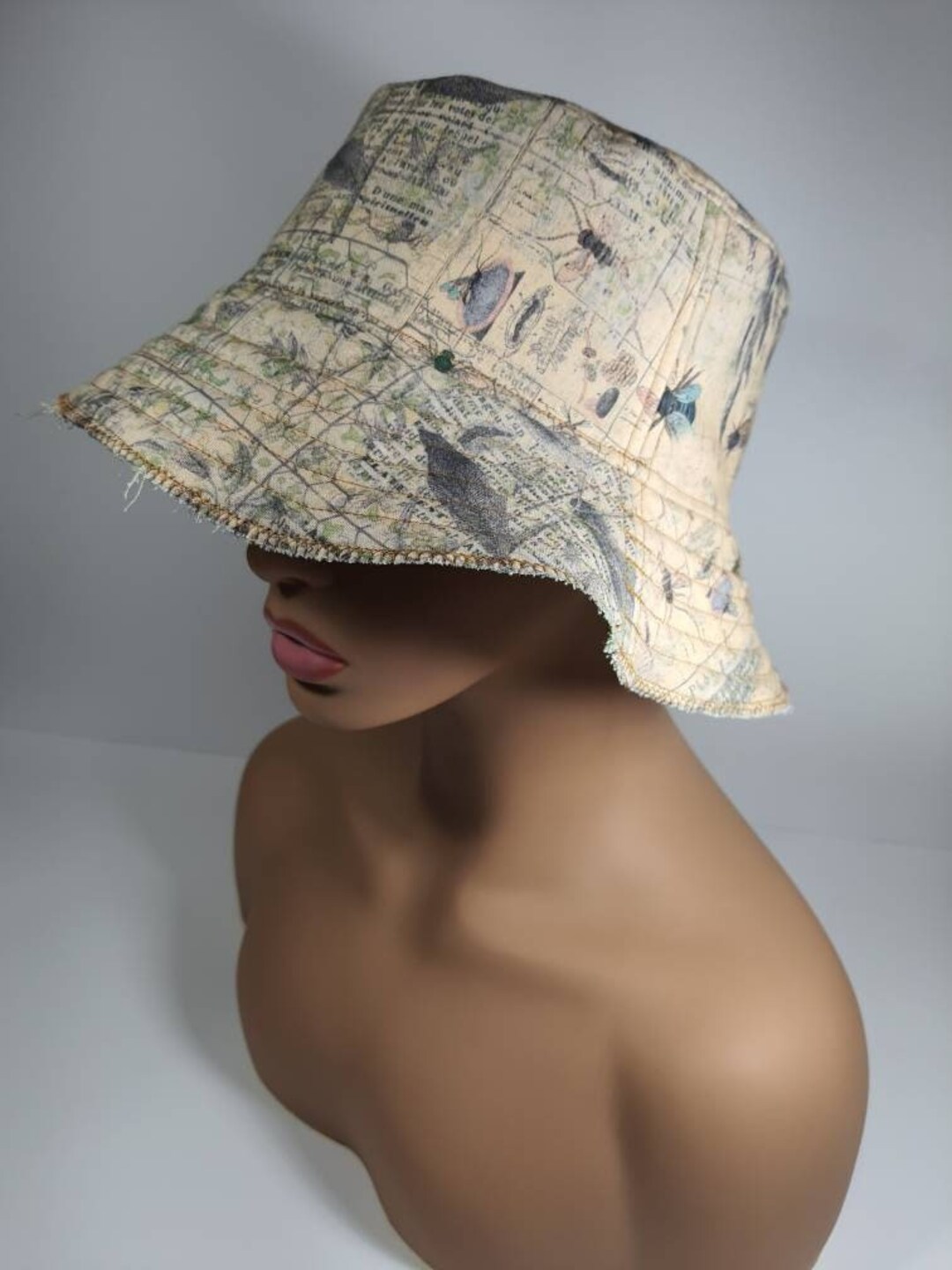 Entomology Reversible Bucket Hat Raw Edge ~ Medium Cotton Bucket Hat ...