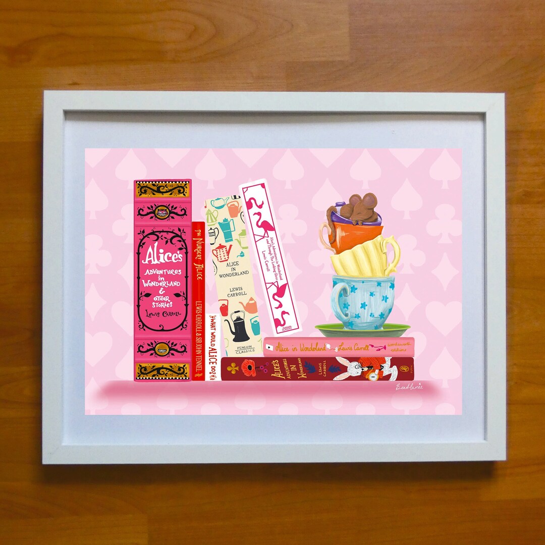 Alice in Wonderland Bookstack Bookstack Art Print Reader - Etsy