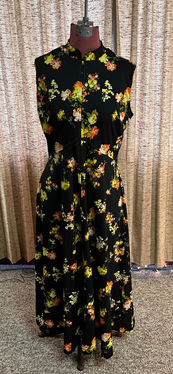 Vintage 60s black floral - Gem