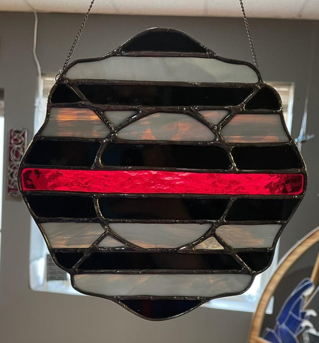 Firefighter Maltese Cross Stained Glass Suncatcher – Thin Red Line ...