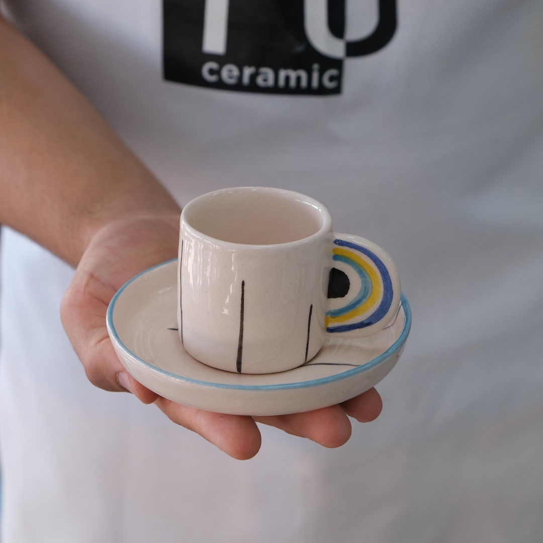 Handmade Ceramic Nazar Design, Handmade Nazar Design Turkish Coffee Cup ...
