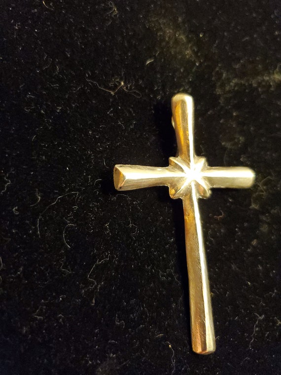 Solid silver cross pendant - Gem