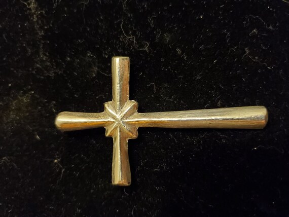 Solid silver cross pendant - Gem