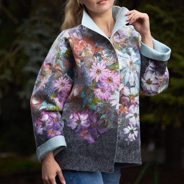Felted Wool Coat Women, Kimono Jacket Boiled Wool, Custom Jacket ...