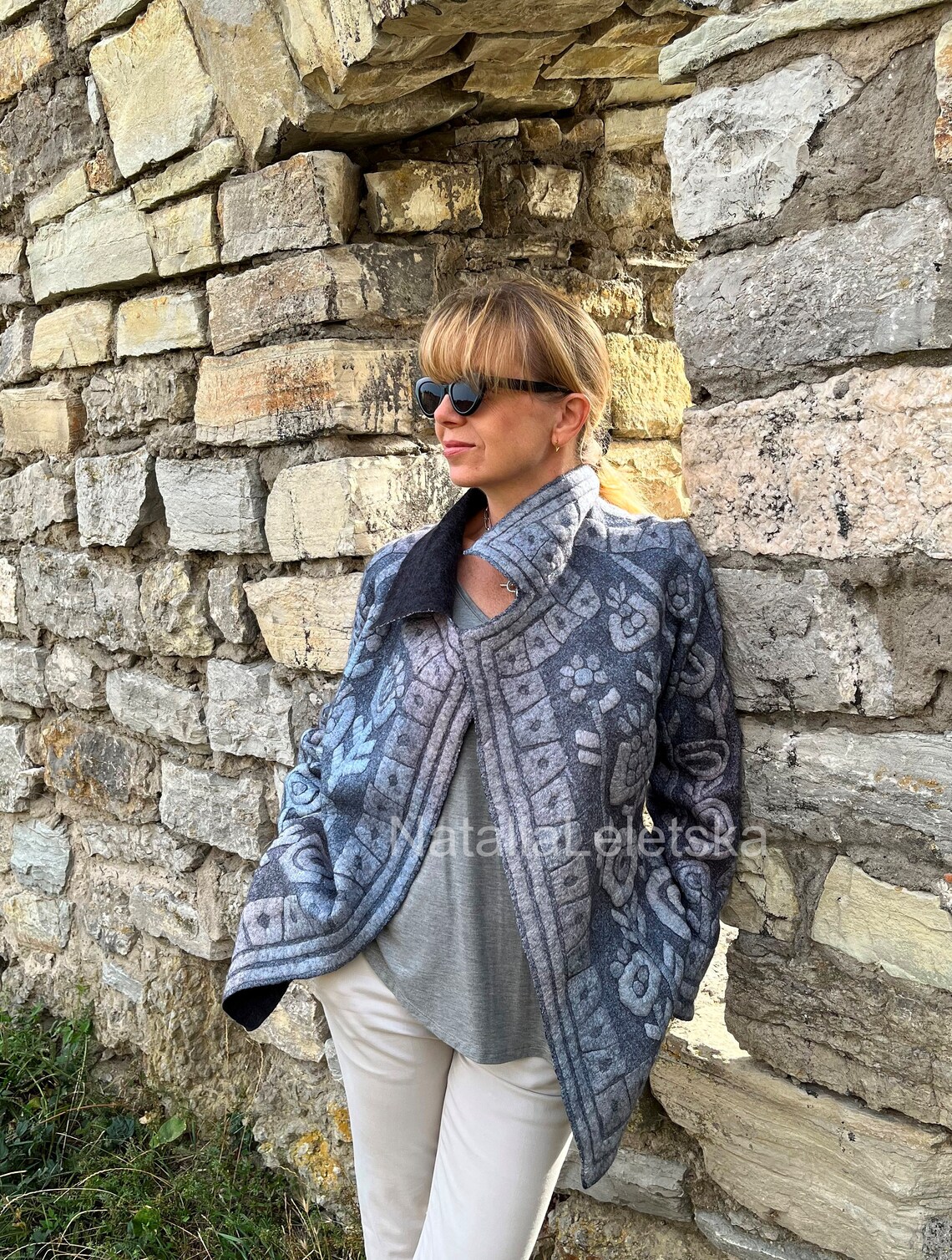 Felted Wool Coat Women, Medieval Cloak Boiled Wool, Kimono Jacket ...