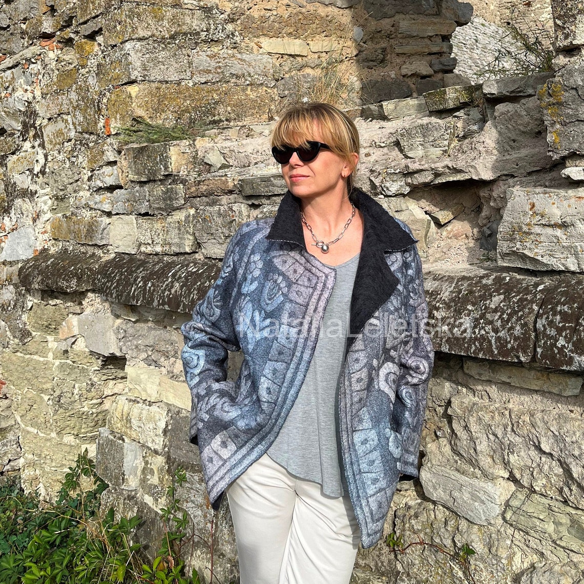 Felted Wool Coat Women, Medieval Cloak Boiled Wool, Kimono Jacket ...