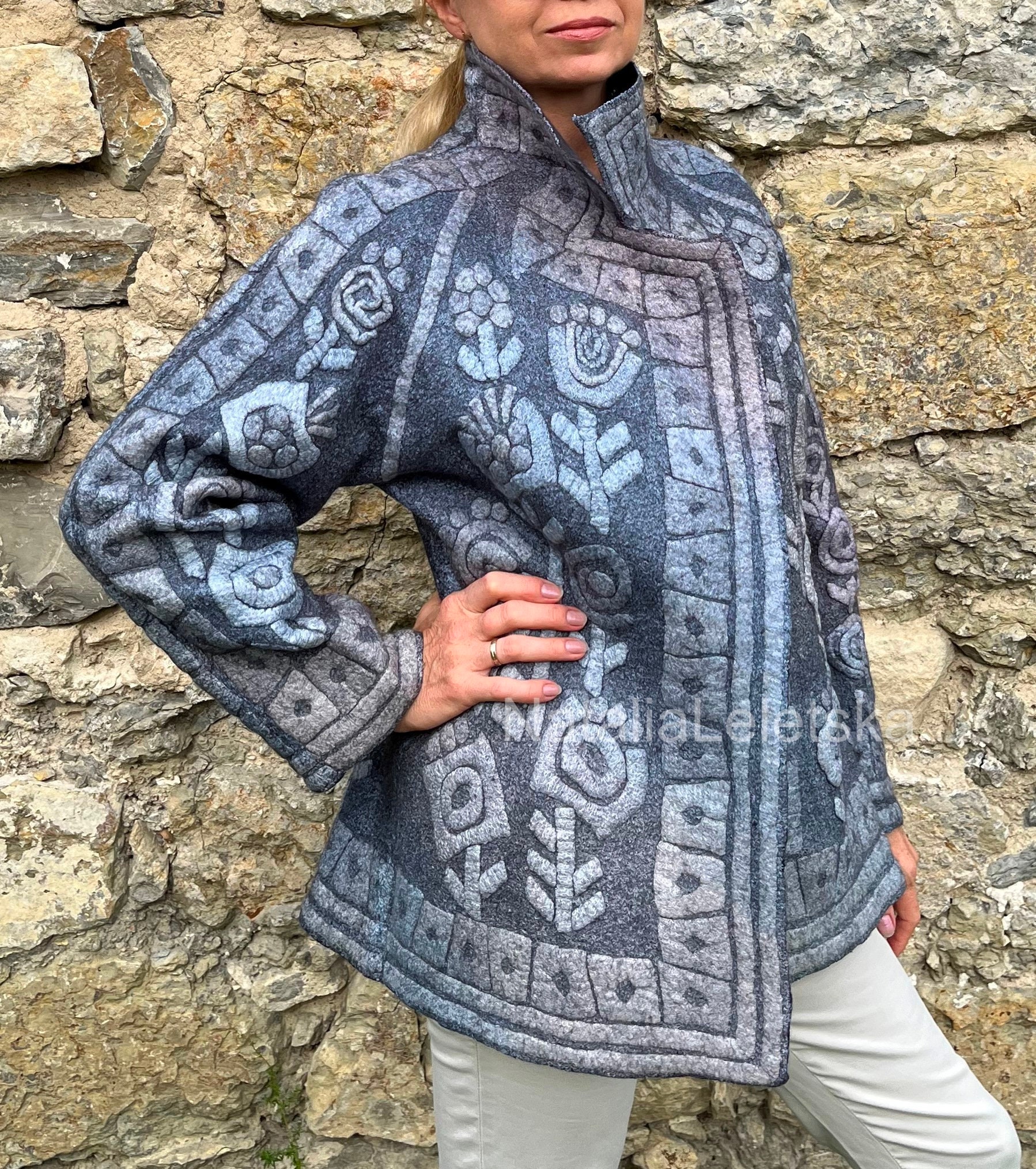 Felted Wool Coat Women, Medieval Cloak Boiled Wool, Kimono Jacket ...