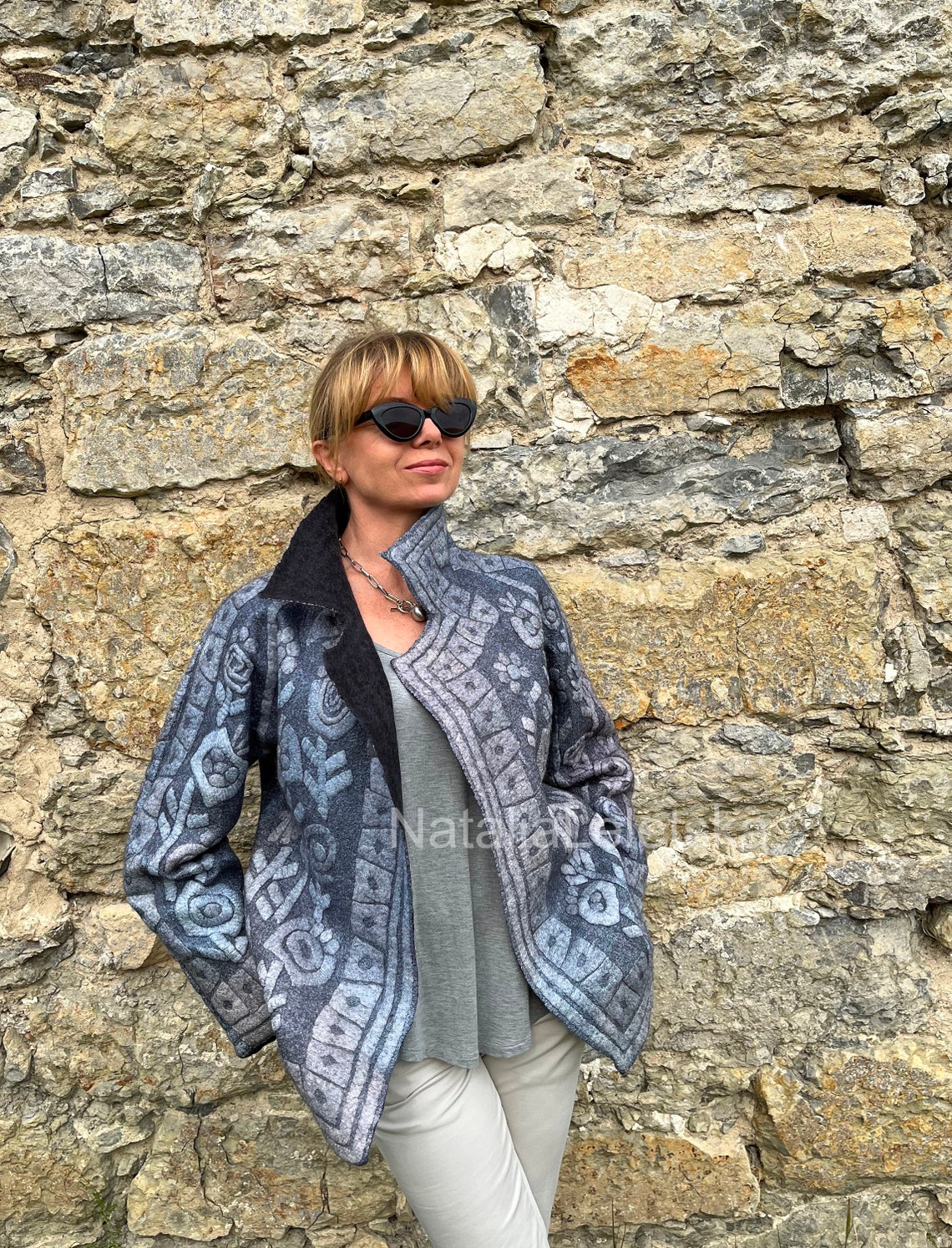 Felted Wool Coat Women, Medieval Cloak Boiled Wool, Kimono Jacket ...