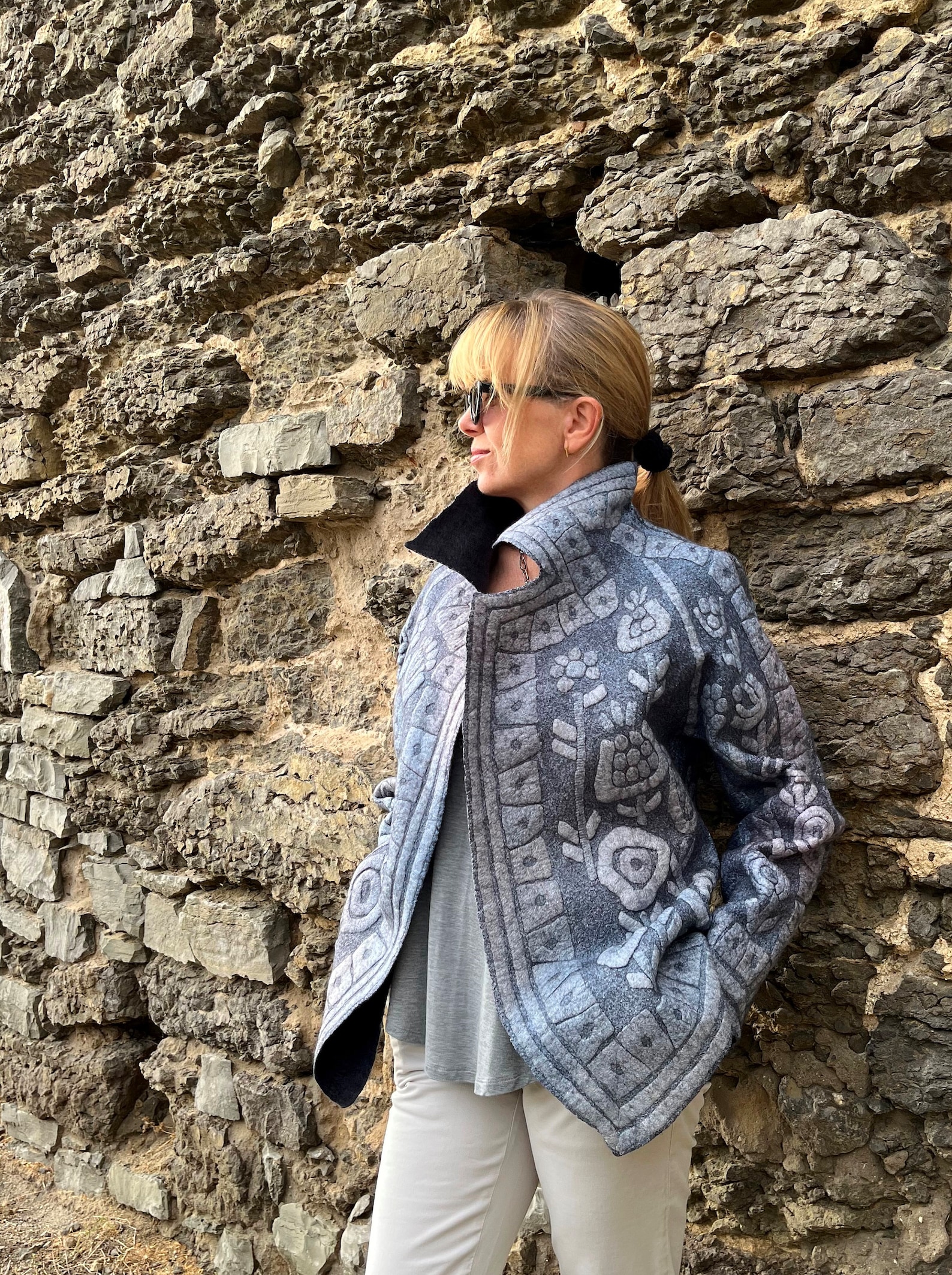 Felted Wool Coat Women, Medieval Cloak Boiled Wool, Kimono Jacket ...