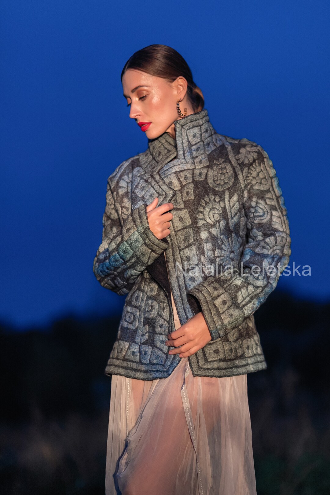 Handcrafted Felted Wool Kimono Jacket: Upcycled, Custom-made Wearable ...