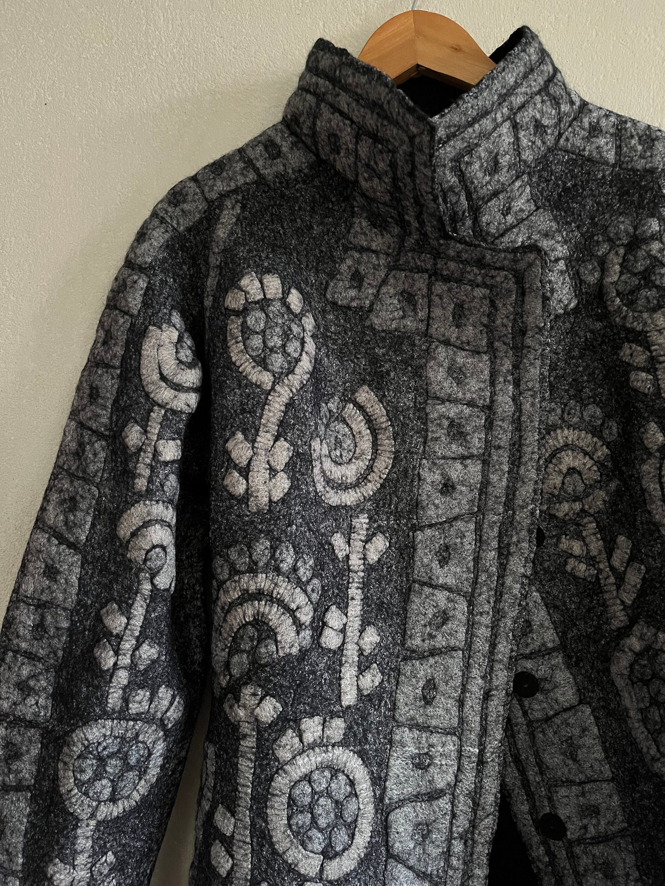 Felted Wool Coat Women, Medieval Cloak Boiled Wool, Kimono Jacket ...