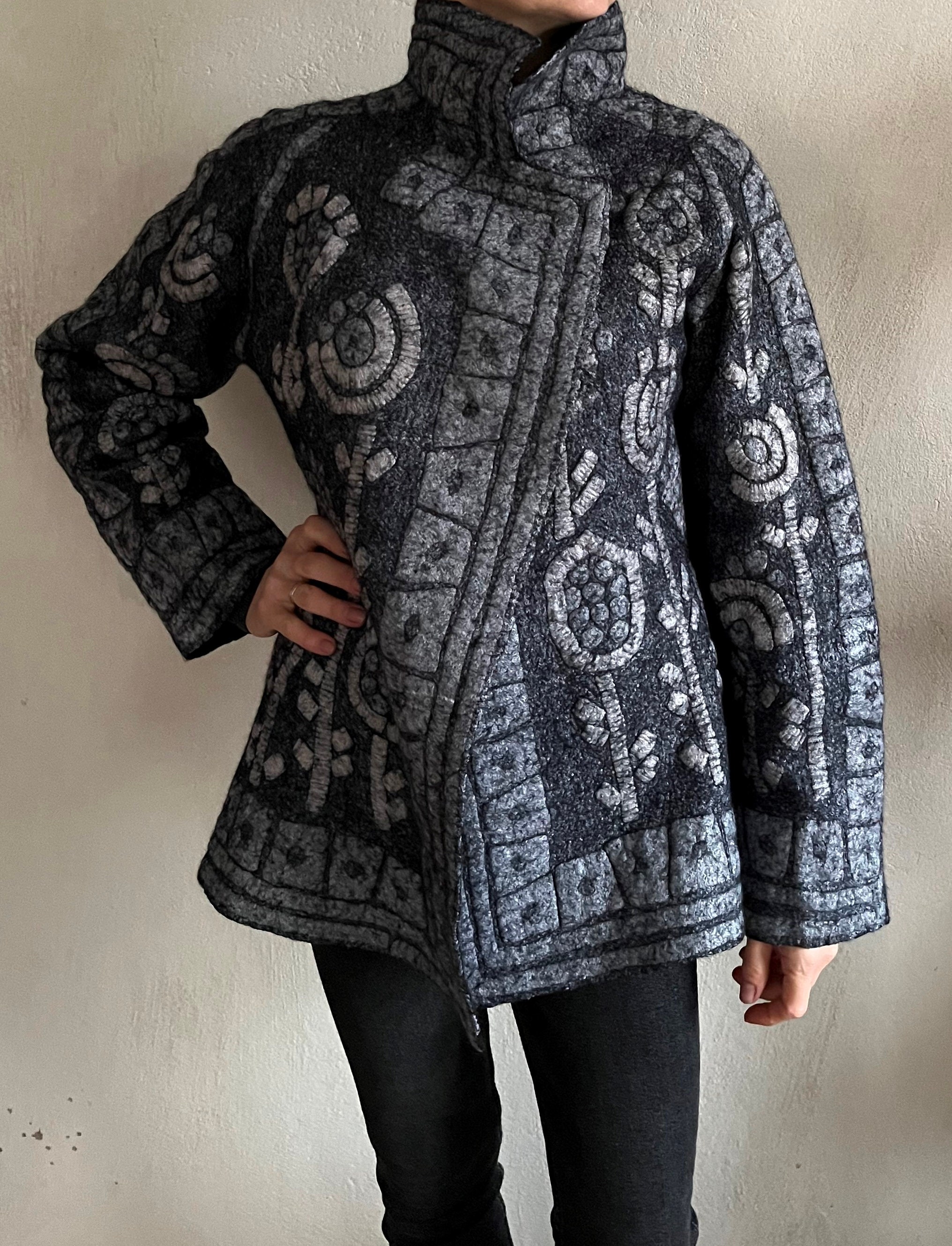 Felted Wool Coat Women, Medieval Cloak Boiled Wool, Kimono Jacket ...