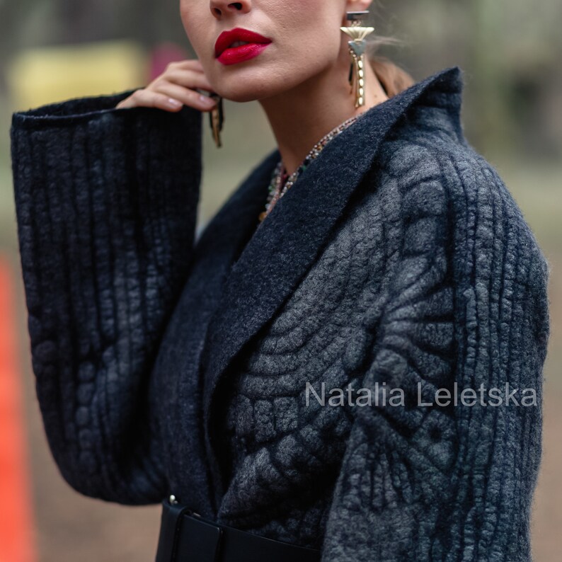 Felted Wool Coat Women, Medieval Cloak, Kimono Jacket, Goth Dress ...