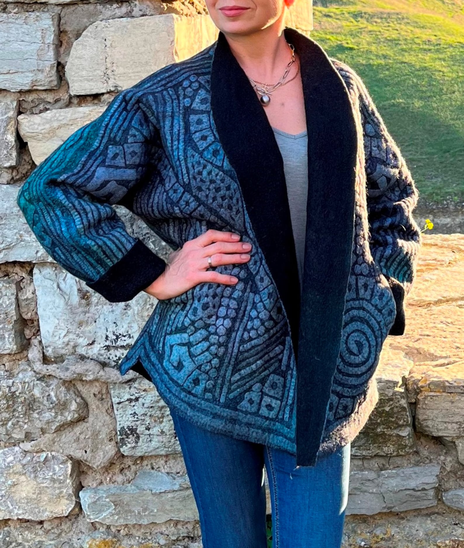 Felted Wool Kimono Jacket, Wool Cloak, Wool Cape Coat, Custom Jacket ...