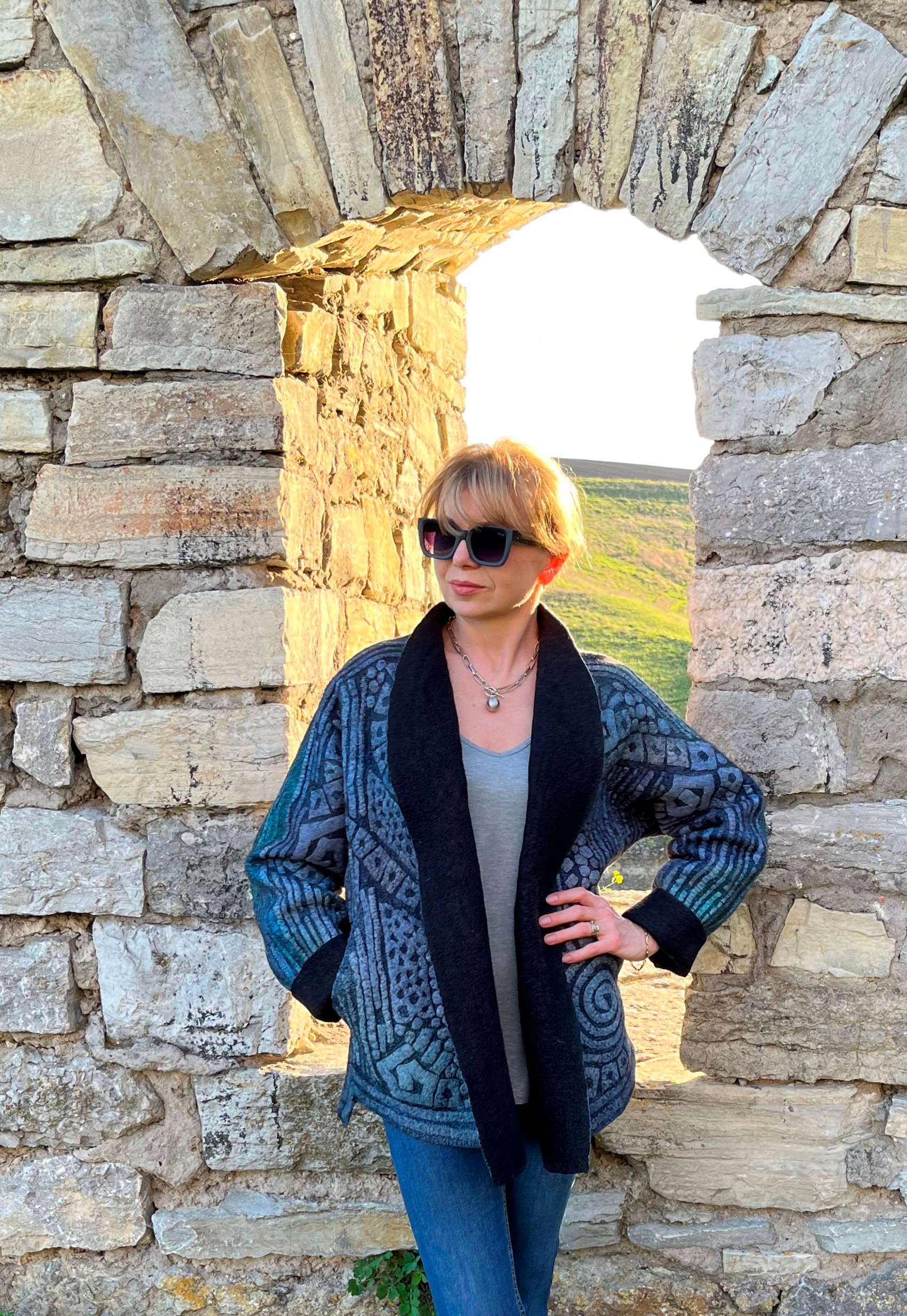 Felted Wool Kimono Jacket, Wool Cloak, Wool Cape Coat, Custom Jacket ...