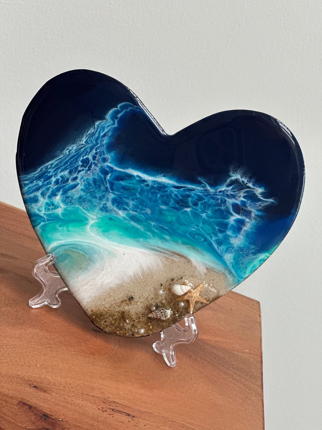 Beach Resin Resin Art Beach Lover Heart Gift Resin Art Resin ...