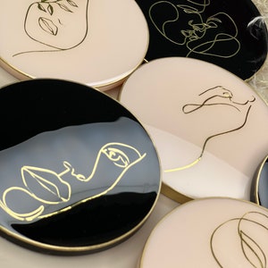 Handmade Continuous Line Art Decal Resin Coasters Interior Design ...