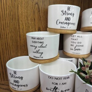 Bible Verse Ceramic Planters With Live Succulent Plant Kit / Christian ...