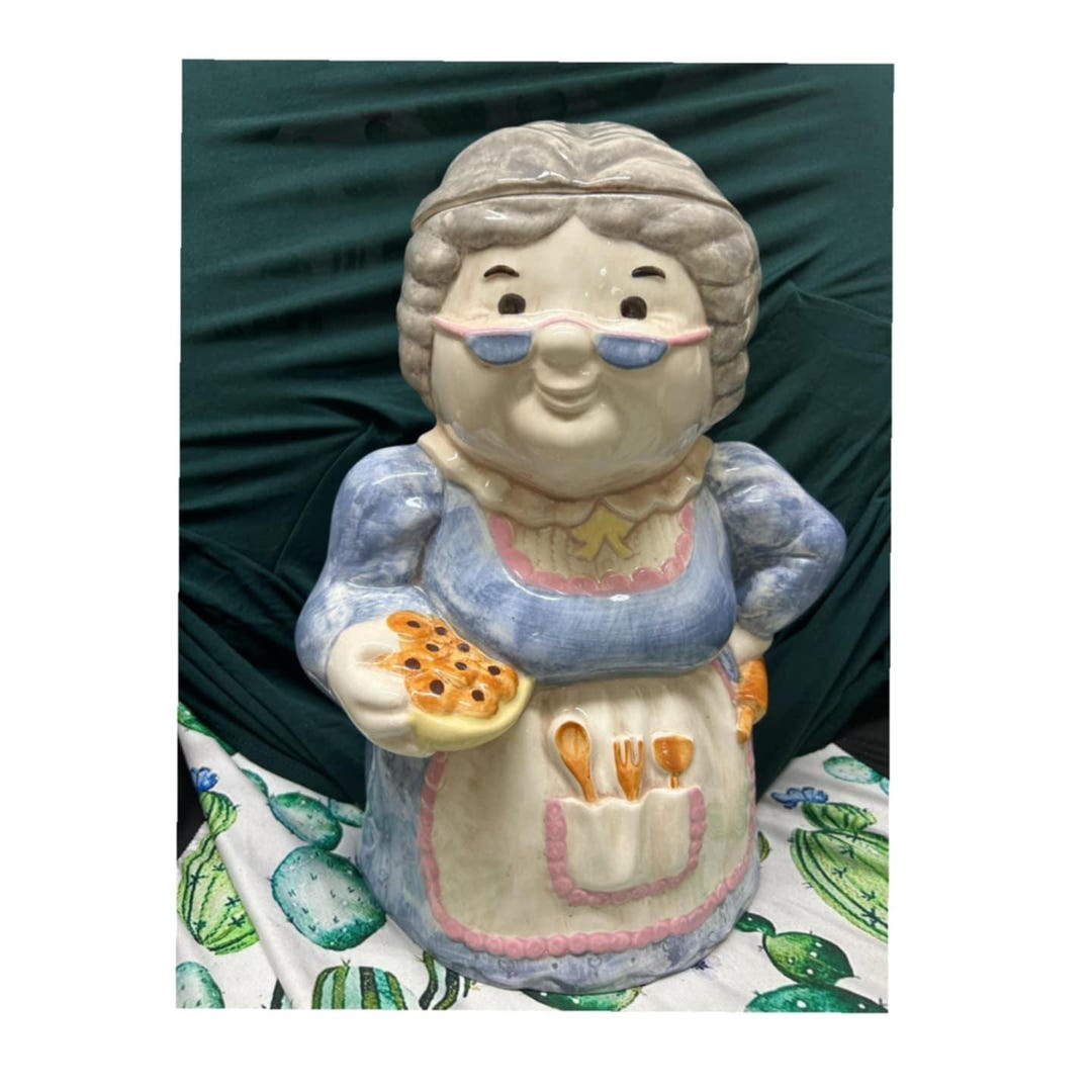 Granny Cookie Jar With Lid / Treasure Craft / Vintage / Collectible / Apron / Baker - Etsy