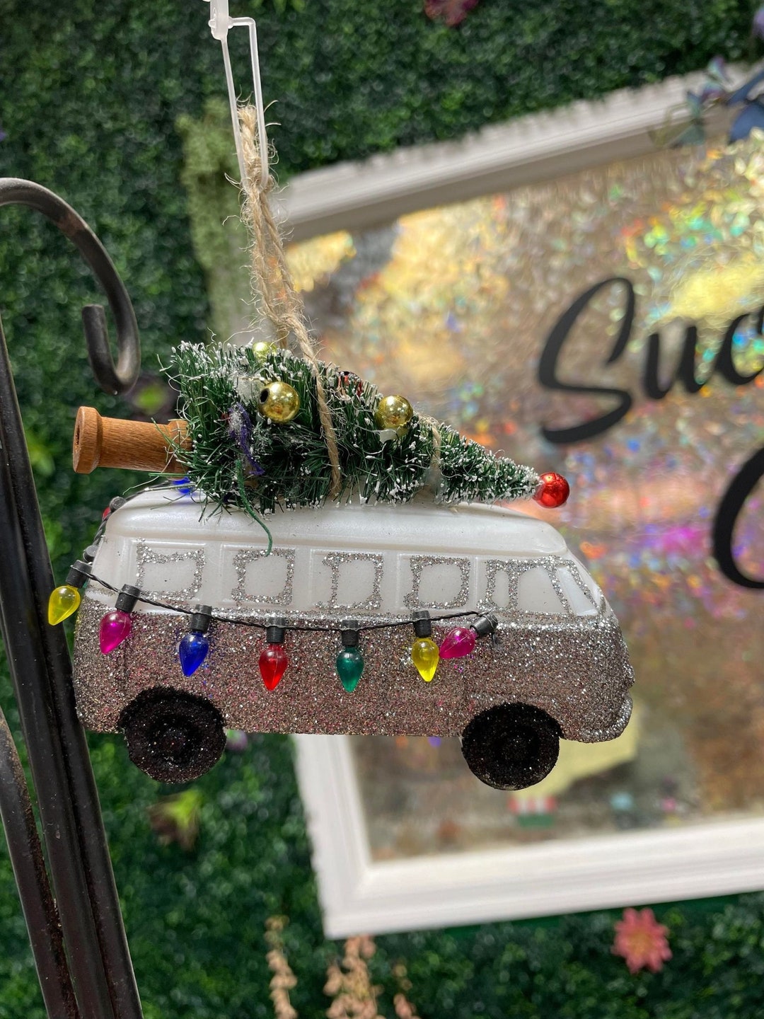 Silver Glitter Hippie Van Christmas Ornament / Tree / Holiday Gifts ...