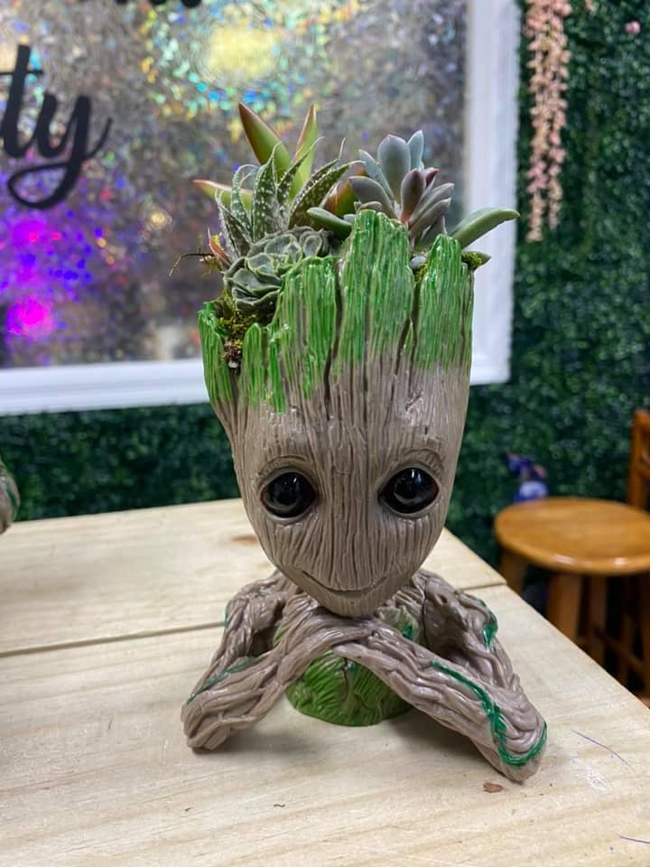 Baby Groot Planter W/live Succulent Plants / Easy Gardening - Etsy