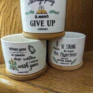 Bible Verse Ceramic Planters With Live Succulent Plant Kit / Christian ...